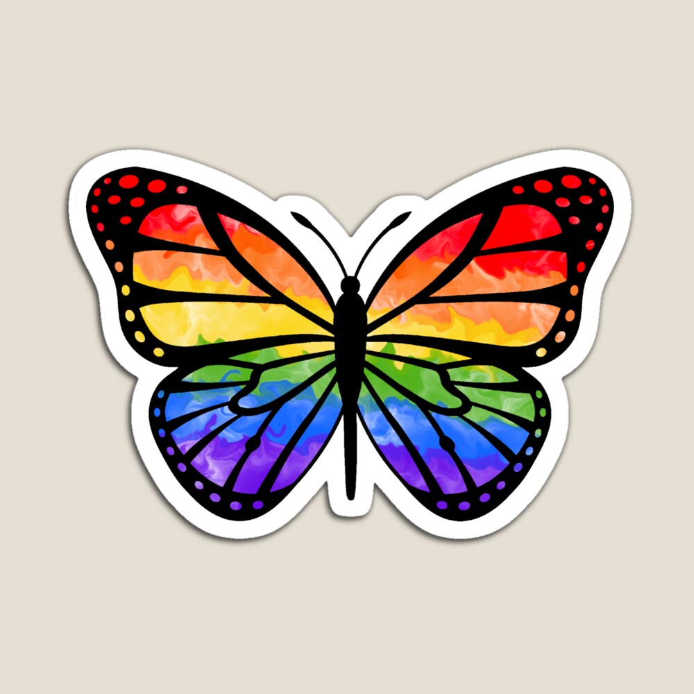 Kira Sticker With Rainbow Butterfly Watercolor Sticker Decorative ...