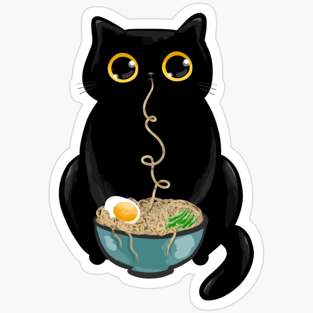 Kira Sticker - Ramen Cat - Phone Stickers, Waterproof Decals Water ...