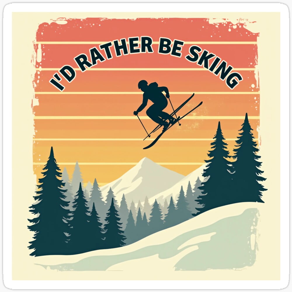 Kira Sticker - I'D Rather Be Skiing - Vintage Ski Jumping Adventure ...