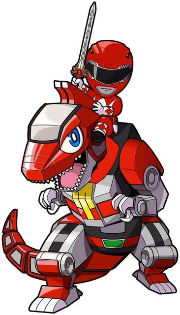 Kira Sticker With Red Mighty Morphin Power Rangers Dinozords Decorative ...
