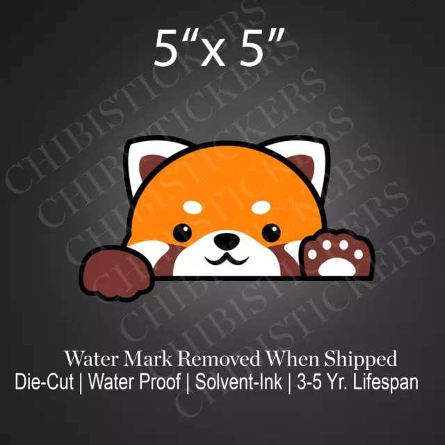 Kira Sticker With Red Panda Waving Hi Chibi Animal Vinyl Waterproof ...