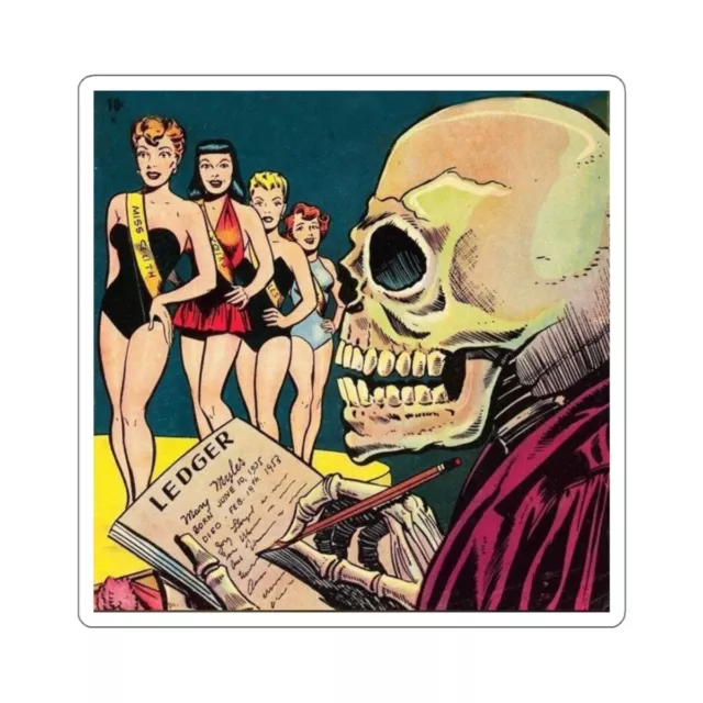 Kira Sticker With Retro Horror Comic Book Page Skeleton Beauty Pageant ...