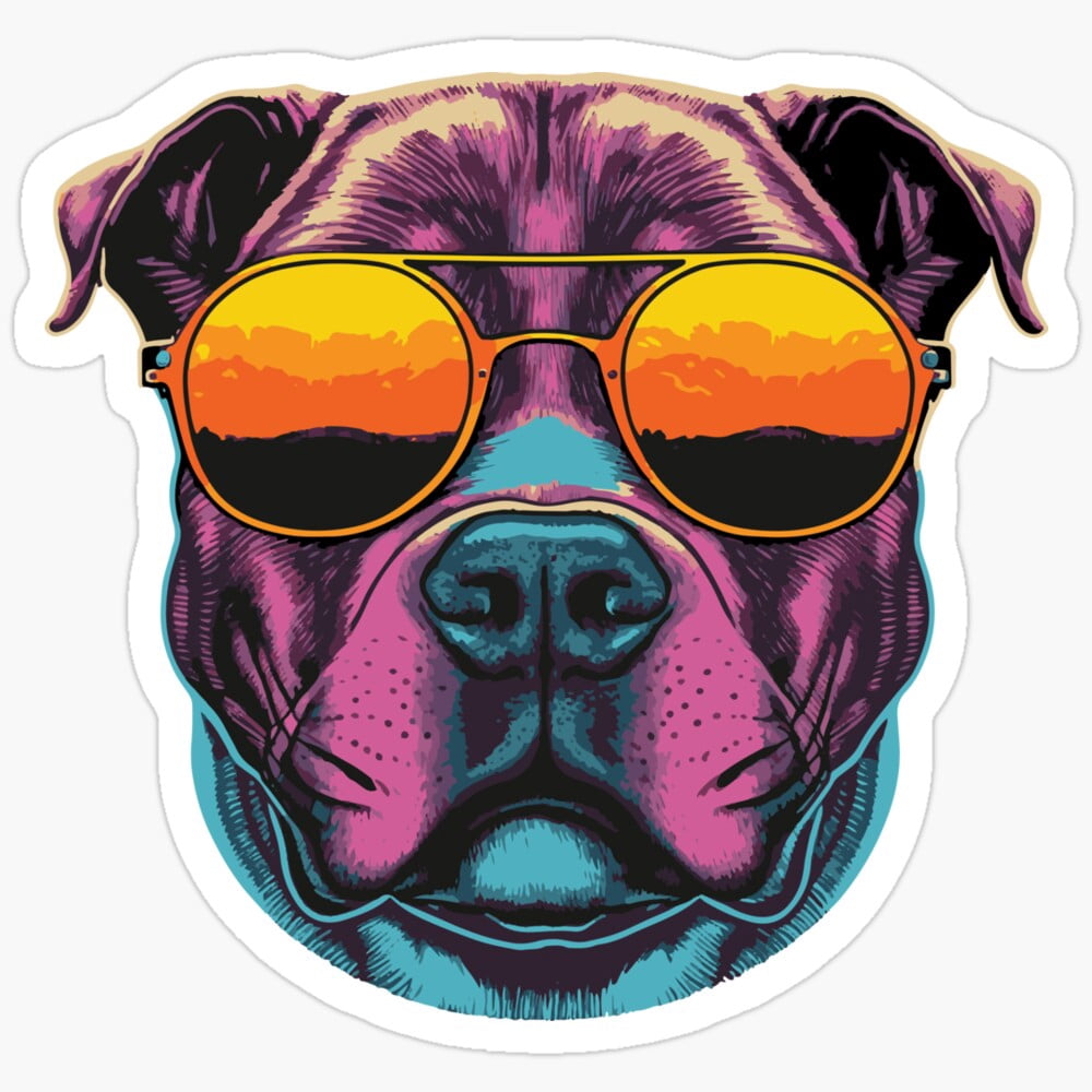Kira Sticker - Retro Sunset Pit Bull Gift For You - Phone Stickers ...