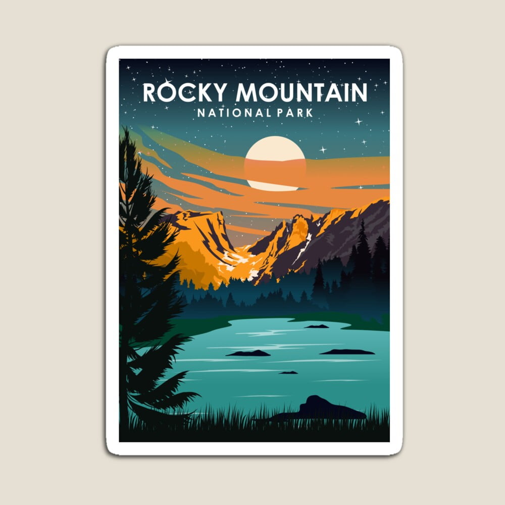 Kira Sticker With Rocky Mountain National Park At Night Vintage Minimal ...