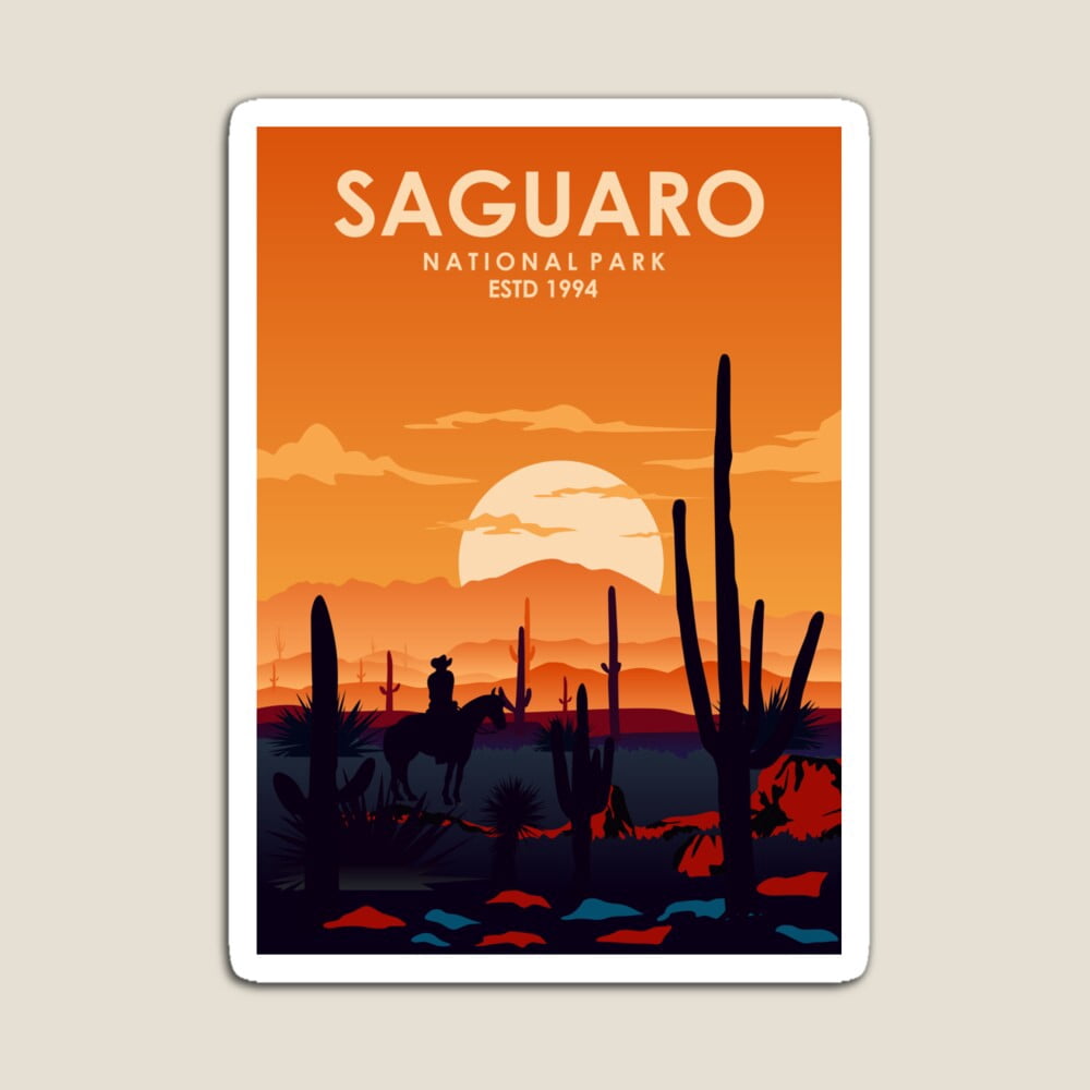 Kira Sticker With Saguaro National Park Vintage Minimal Travel Poster ...