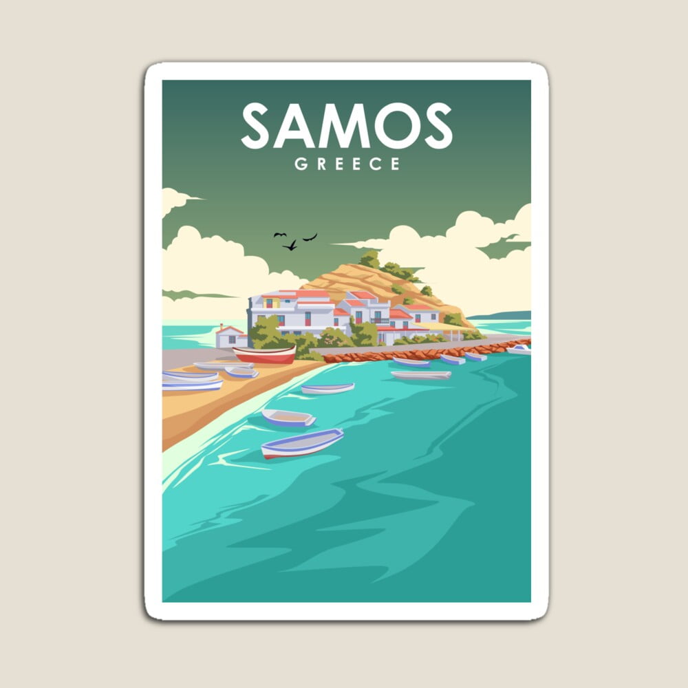 Kira Sticker With Samos Greece Island Daytime Greek Travel Poster ...