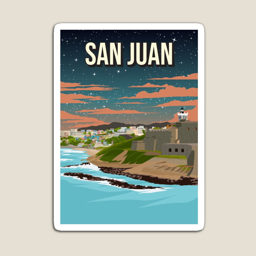 Kira Sticker With San Juan Puerto Rico El Morro Starry Night Vintage ...