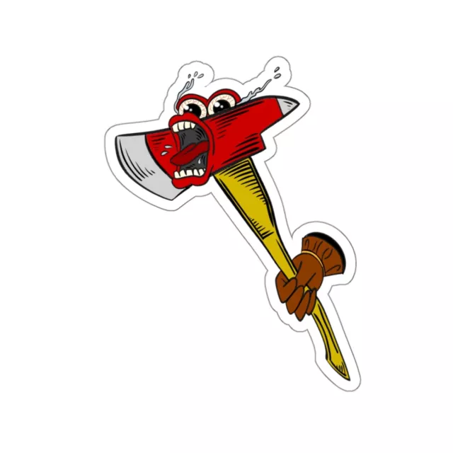 Kira Sticker With Screaming Angry Fireman Axe Cartoon Illustration ...