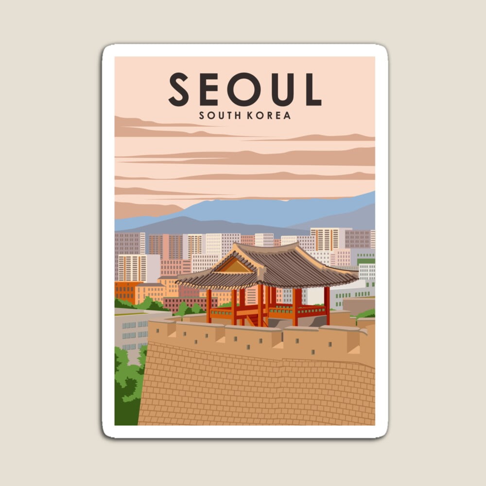 Kira Sticker With Seoul South Korea Vintage Travel Poster Decorative ...