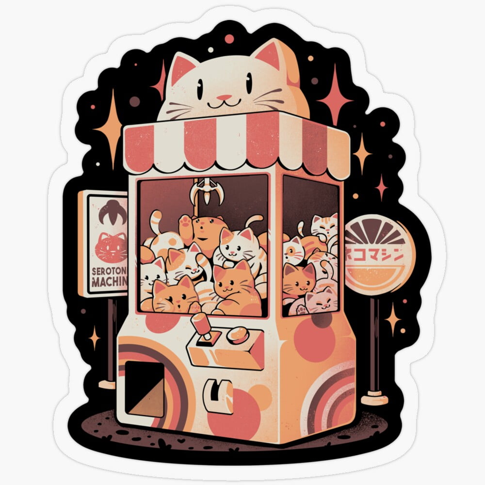 Kira Sticker With Serotonin Machine - Cute Cats Arcade Gamer Gacha Gift ...