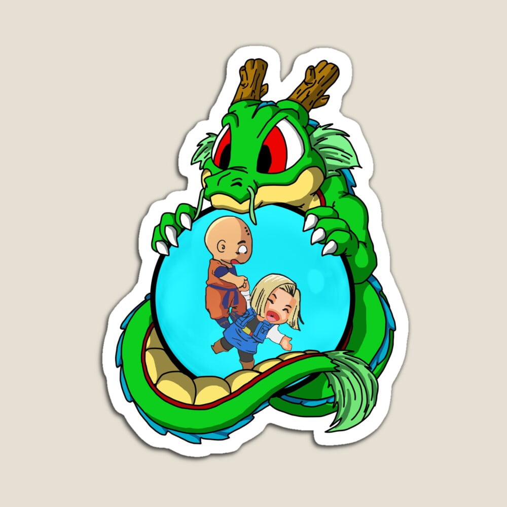 Kira Sticker With Shenron Holding Crillin And Android Inside Ball ...