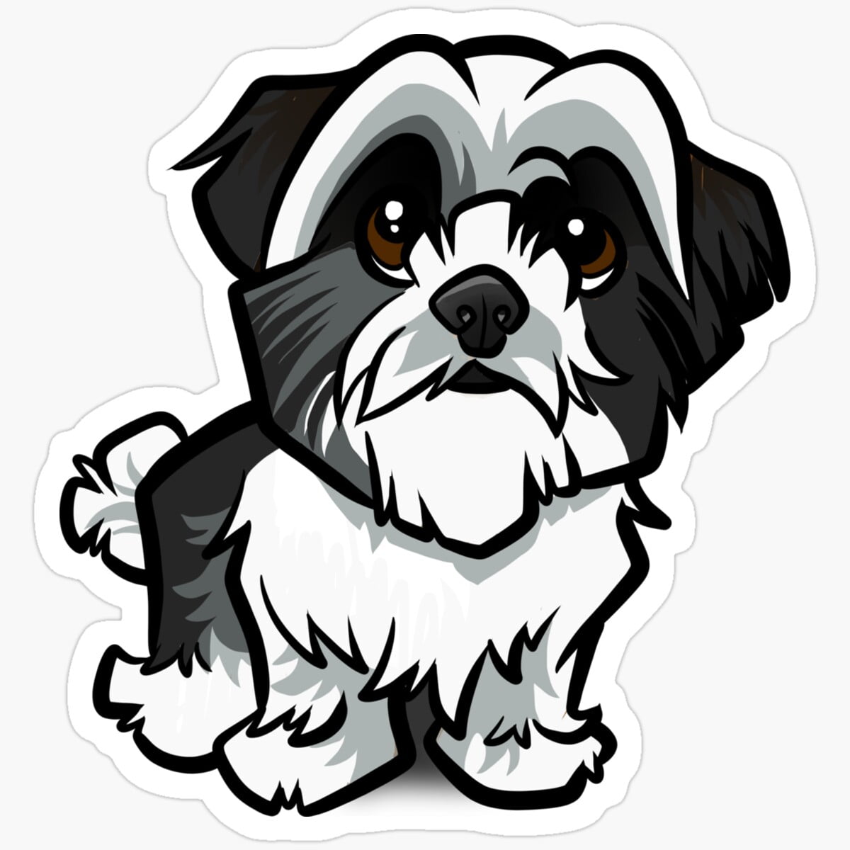 Kira Sticker - Shih Tzu - Black And White Sticker, Funny Waterproof ...