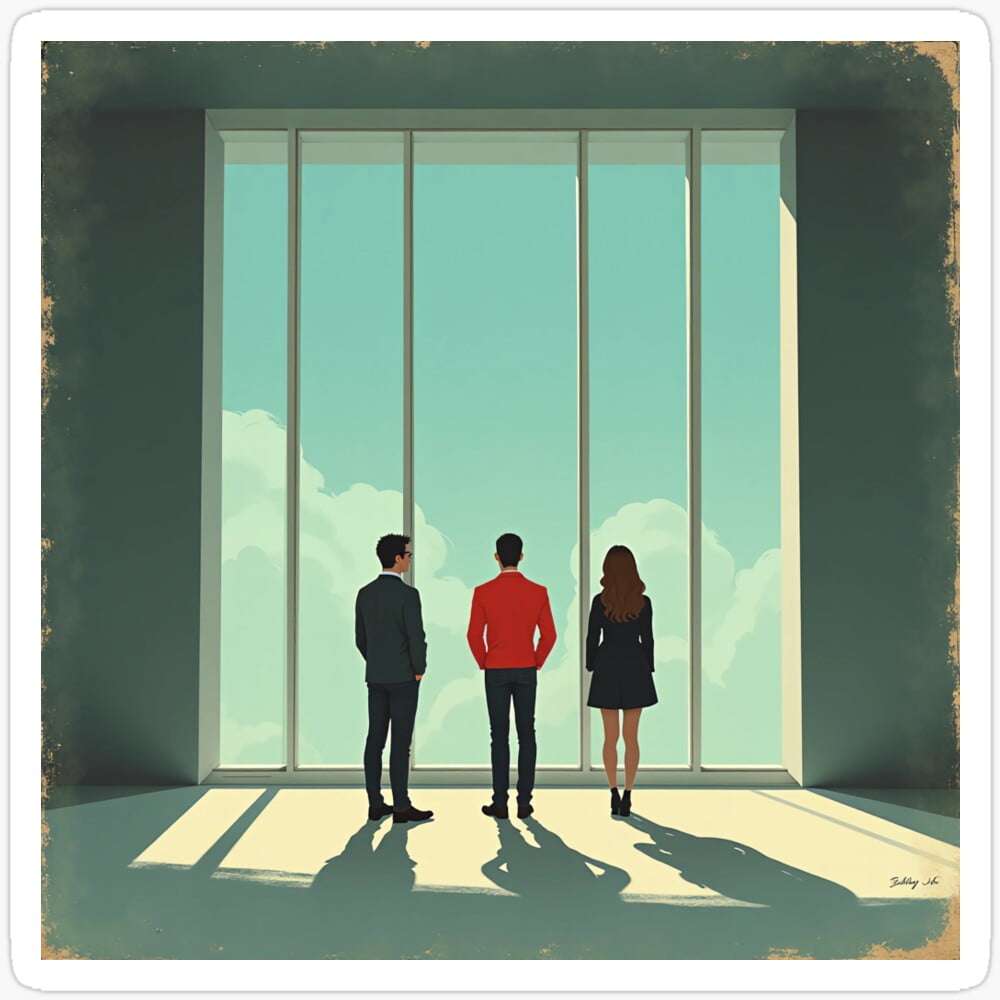 Kira Sticker - Silhouettes At The Tower - Retro Urban Scene Gift For ...