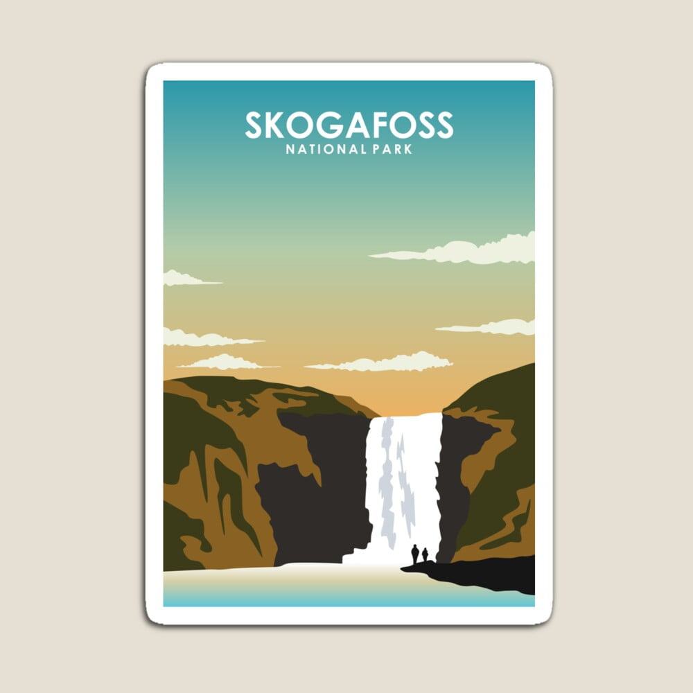 Kira Sticker With Skogafoss Iceland Retro Waterfall National Park ...
