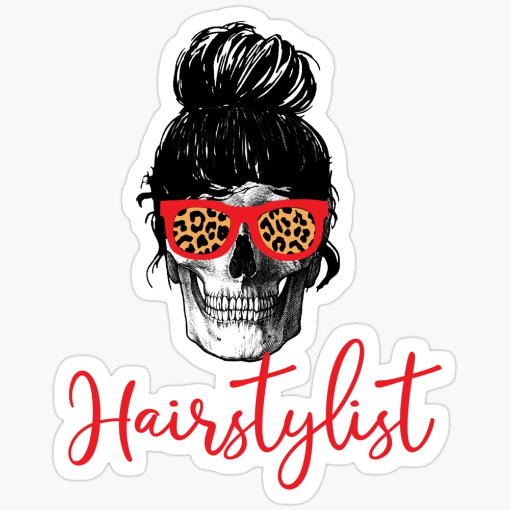Kira Sticker - Skull Cute Funny Hair Hairdresser Hairstylist Salon Gift ...