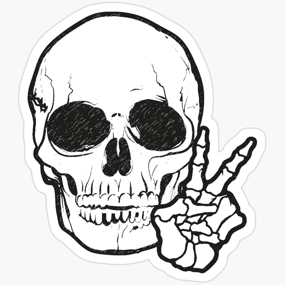 Kira Sticker - Skull Peace Sign Gift For You - Phone Stickers ...