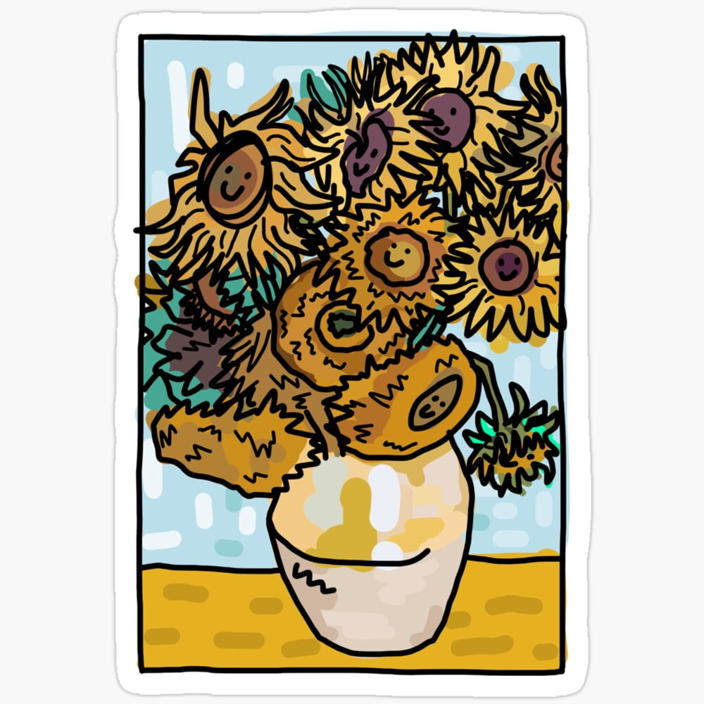 Kira Sticker - Smiley Sunflower Painting - Phone Stickers, Waterproof ...