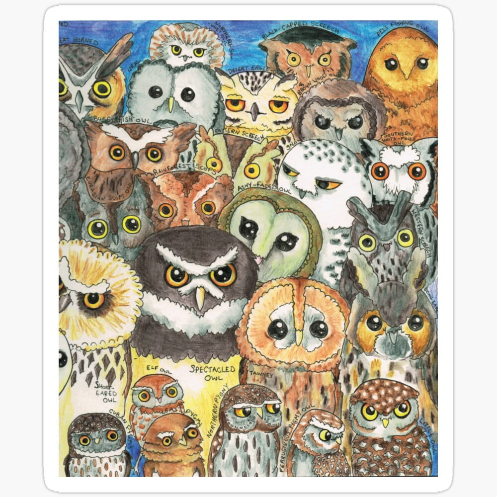 Kira Sticker - So Many Owls - Phone Stickers, Waterproof Decals Water ...