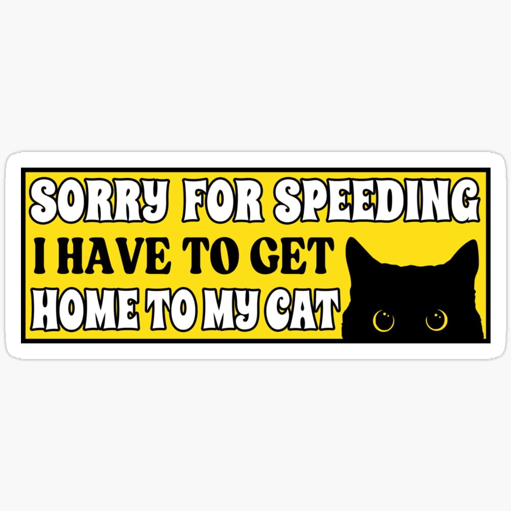 Kira Sticker With Sorry For Speeding I Have To Get Home To My Cat Cat ...