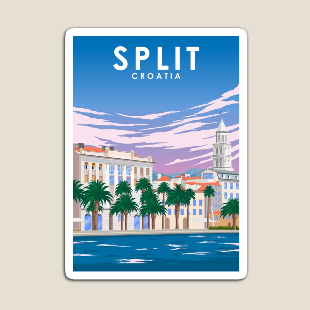 Kira Sticker With Split Croatia Vintage Minimal Retro Travel Poster ...