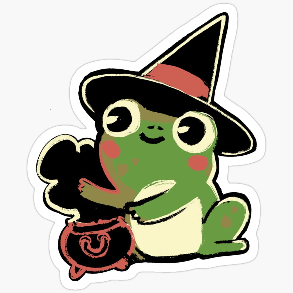 Kira Sticker With Spooky Frogs - Cute Magic Wizard Frogs Halloween Gift ...
