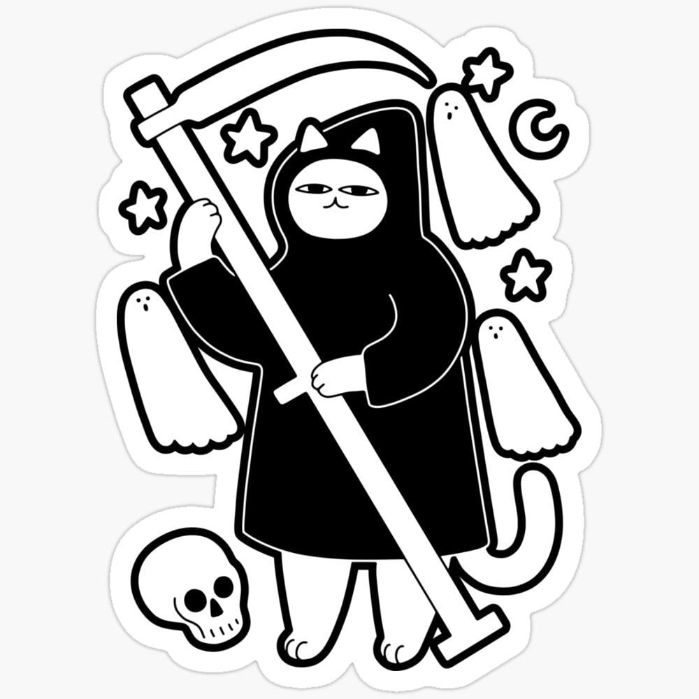 Kira Sticker - Spooky Grim Reaper Cat Sticker - Walmart.com