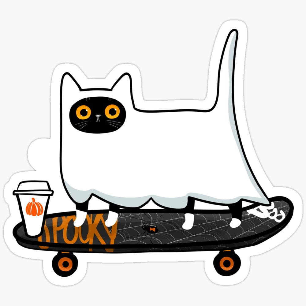 Kira Sticker - Spooky Sk8Er Cat - Phone Stickers, Waterproof Decals ...