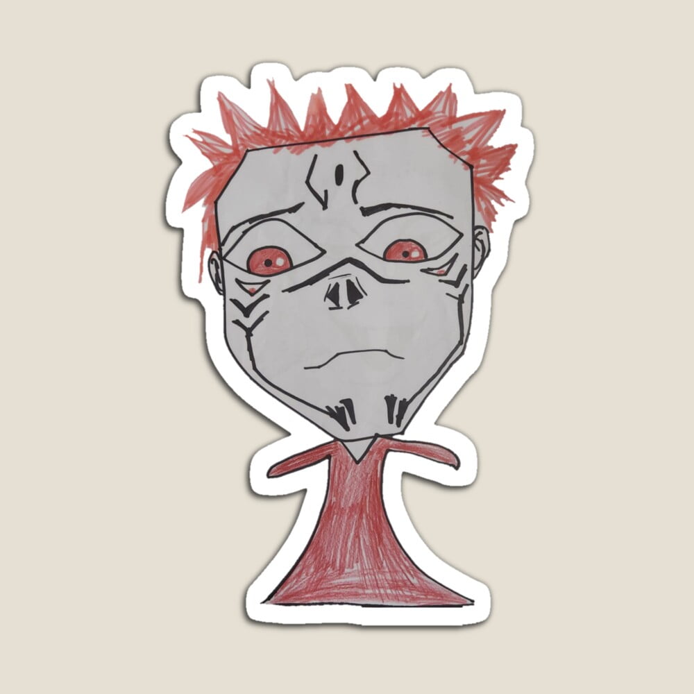 Kira Sticker With Ssukuna Jujutsu Red Dress On Sad Curse Decorative ...