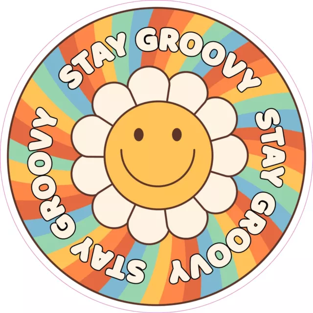 Kira Sticker With Stay Groovy Round With Flower Window Decal Decorative ...