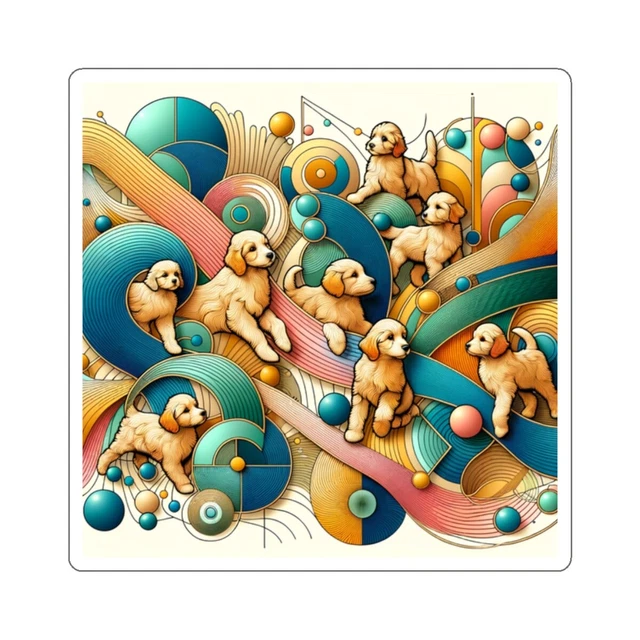 Kira Sticker With Sticker Abstract Mini Goldendoodle Art Print- Design ...