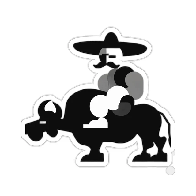 Kira Sticker With Sticker Abstract Minimalism Mustached Cowboy Buffalo ...