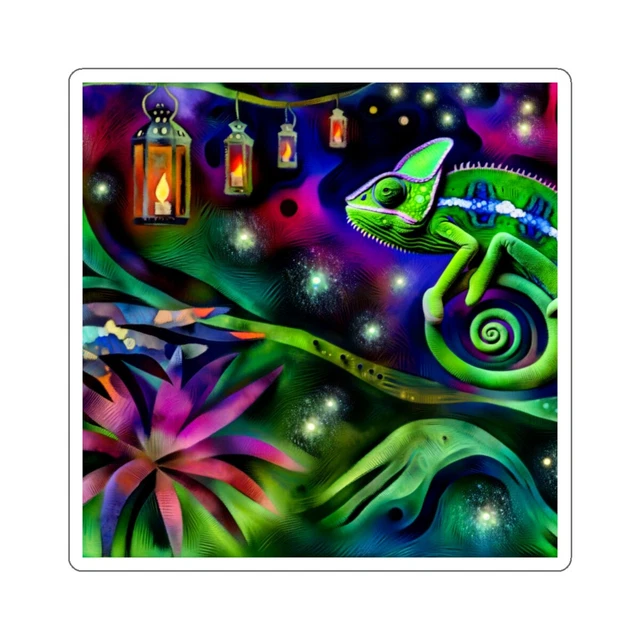 Kira Sticker With Sticker Abstract Tribal Chameleon Jungle Animal Art ...