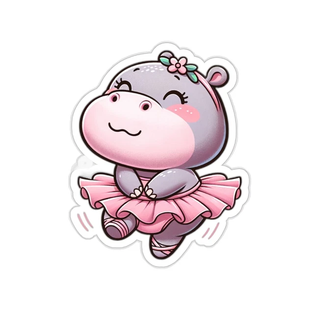 Kira Sticker With Sticker Adorable Cartoon Hippo Ballet Tutu Dance Kids ...