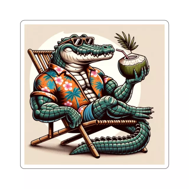 Kira Sticker With Sticker Alligator On Hawaiian Vacation Funny Animal ...
