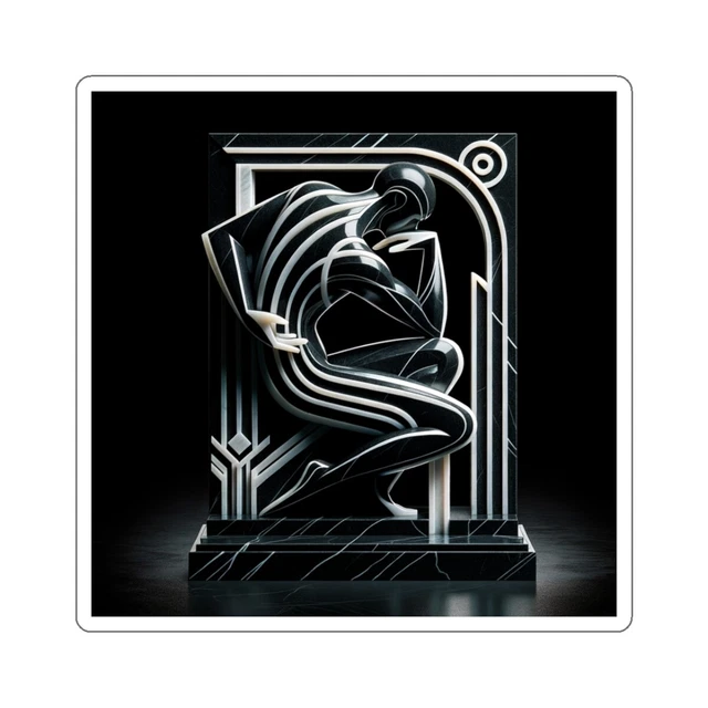 Kira Sticker With Sticker Art Deco Black Marble Fluid Human Sculpture ...