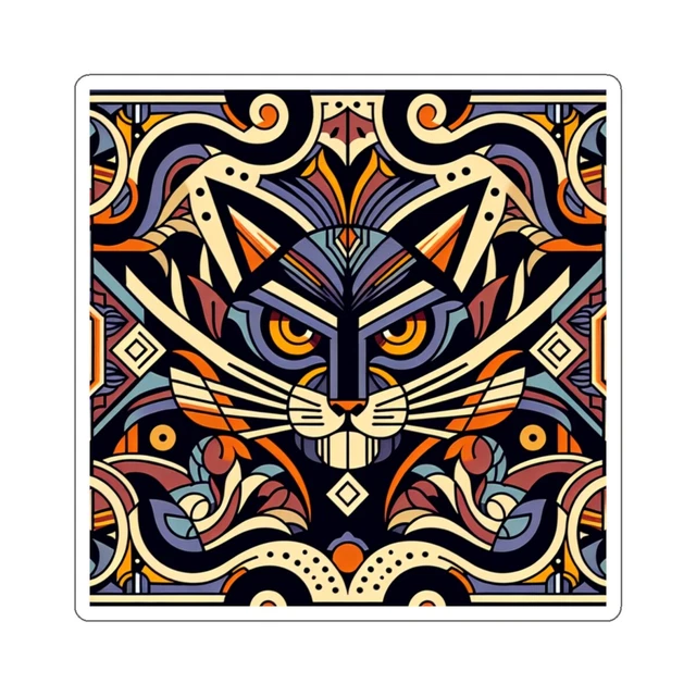 Kira Sticker With Sticker Art Deco Geometric Grumpy Cat Vintage Style ...
