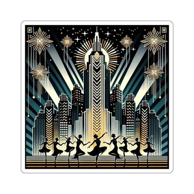 Kira Sticker With Sticker Art Deco Jazz Age Skyline In Gold- Design ...