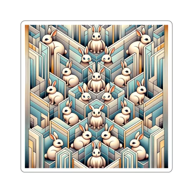 Kira Sticker With Sticker Art Deco Rabbit Optical Illusion Cute Retro ...