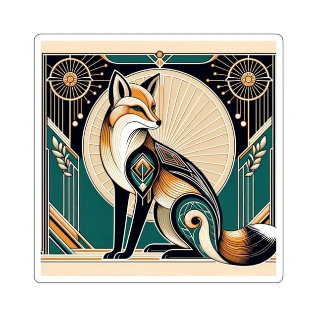 Kira Sticker With Sticker Art Deco Stylized Fox Elegantly Geometric ...