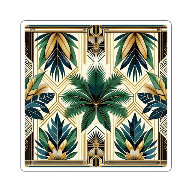 Kira Sticker With Sticker Art Deco Tropical Foliage Pattern- Design ...
