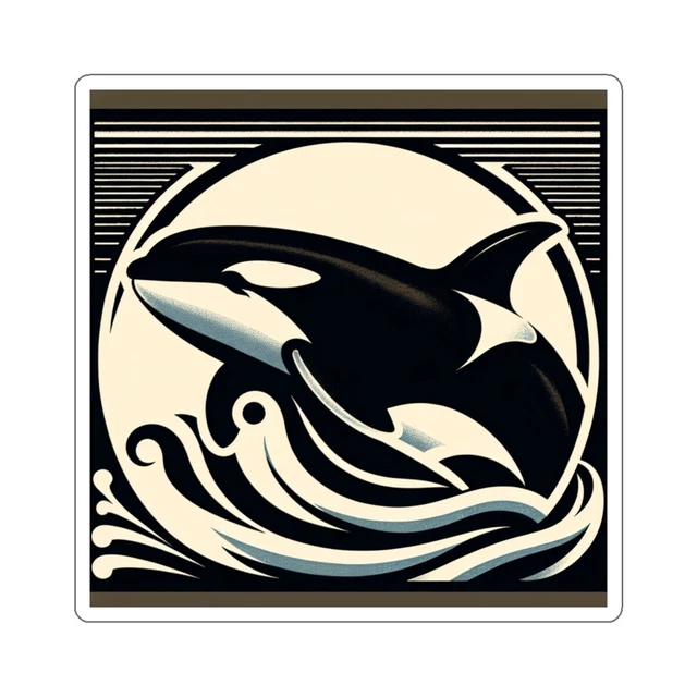 Kira Sticker With Sticker Art Deco Vintage Style Orca Killer Whale ...