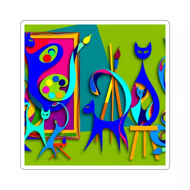 Kira Sticker With Sticker Atomic Cat Mid Century Fantasy Art Gallery ...