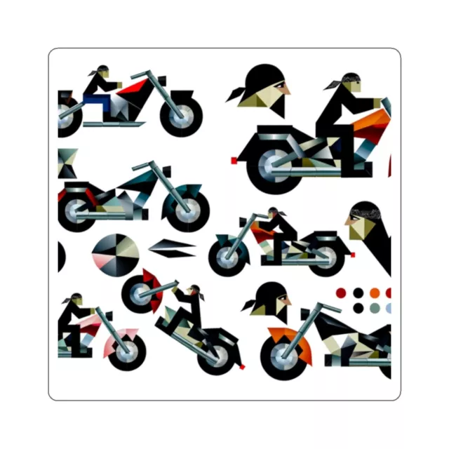 Kira Sticker With Sticker Biker Rally Abstract Modern Garage Art ...