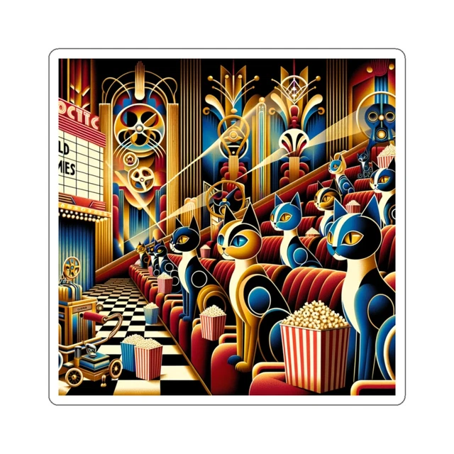 Kira Sticker With Sticker Cat Cinema Art Deco Atomic Feline Retro Movie ...