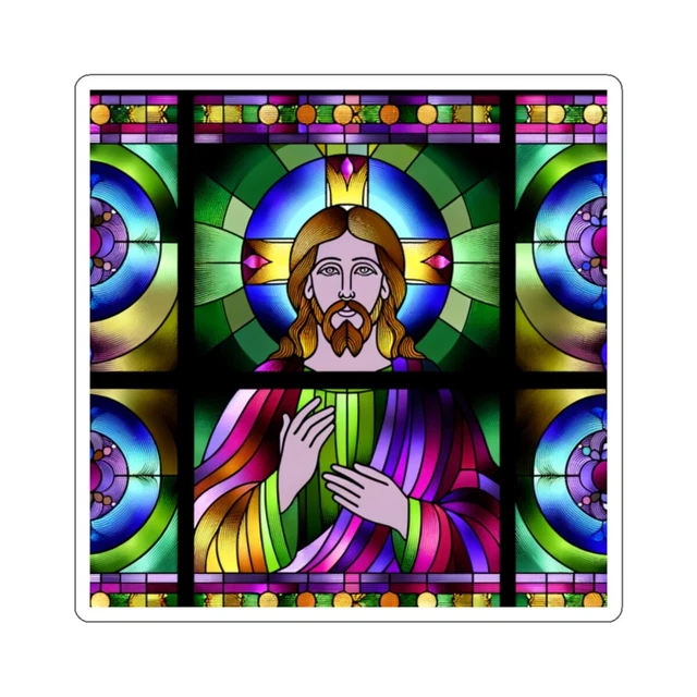 Kira Sticker With Sticker Christian Jesus Christ Stained Glass Style ...