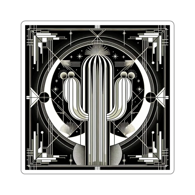 Kira Sticker With Sticker Cosmic Cactus Art Deco Elegance Vintage Style ...