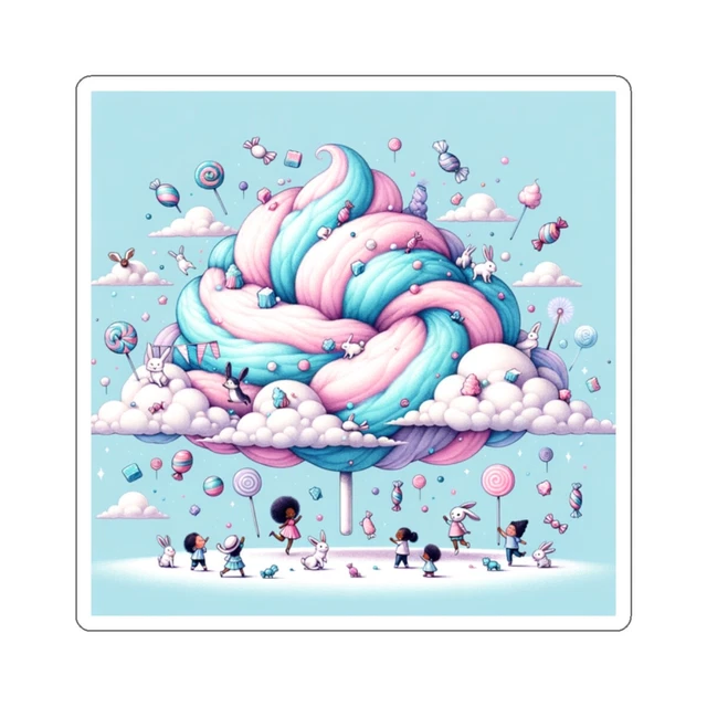 Kira Sticker With Sticker Cotton Candy Cloud Art Pastel Whimsical ...