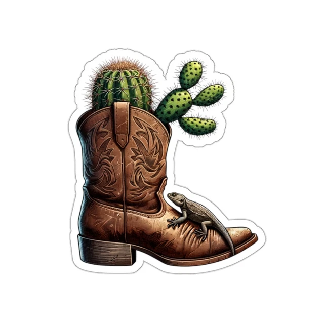 Kira Sticker With Sticker Cowboy Boot Cactus Western Lizard Southwest ...