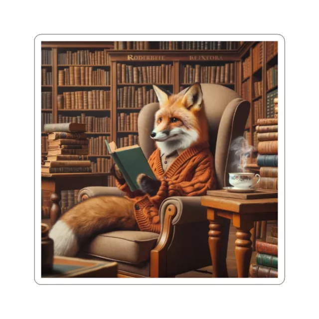 Kira Sticker With Sticker Cozy Fox Librarian With Cardigan- Design ...