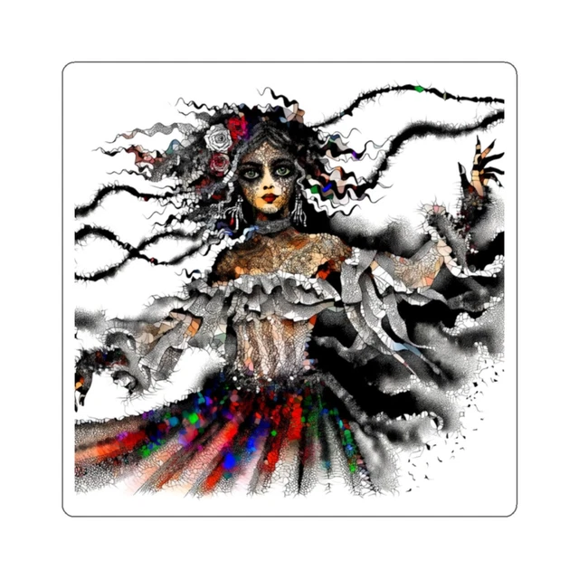 Kira Sticker With Sticker Cursed Dancer Ethereal Chains Black White ...